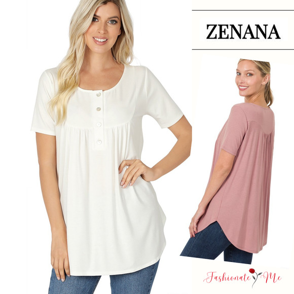 Zenana Outfitters | Tops | Zenana Short Sleeves Dolphin Hem Shell ...